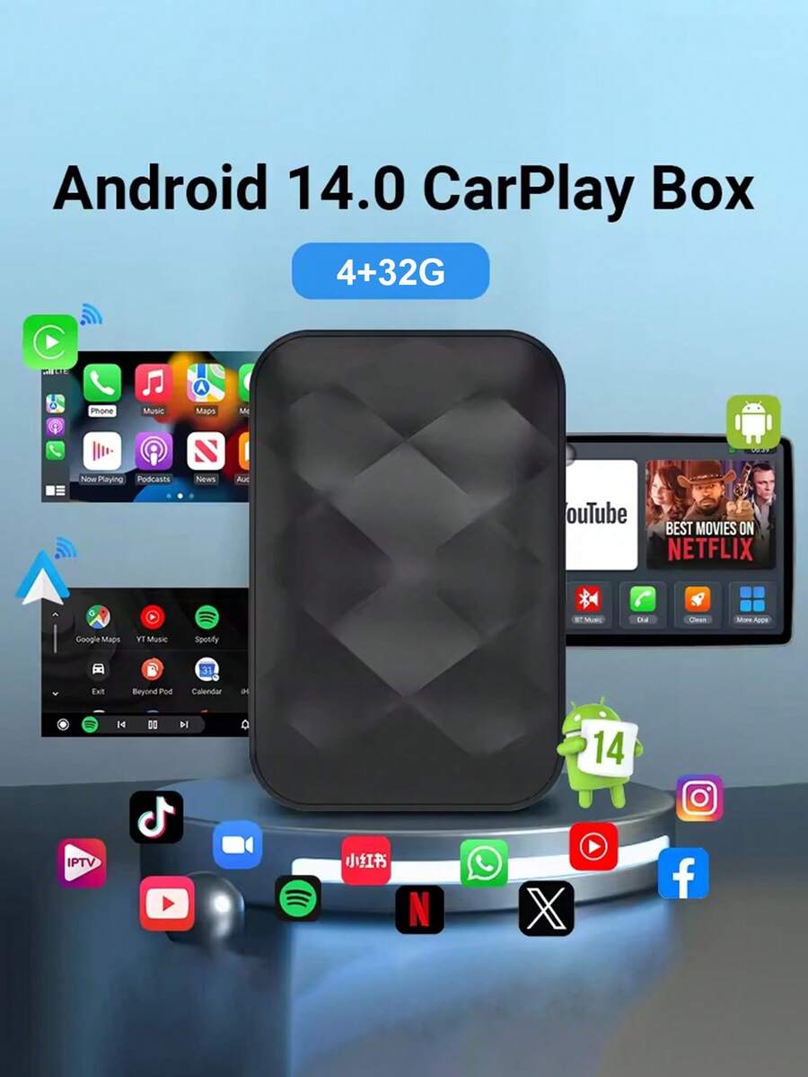 3IN1 Android14 Wireless Carplay Android Auto 2025 NewAdapter Upgrade Plug&Play ForDongle ...