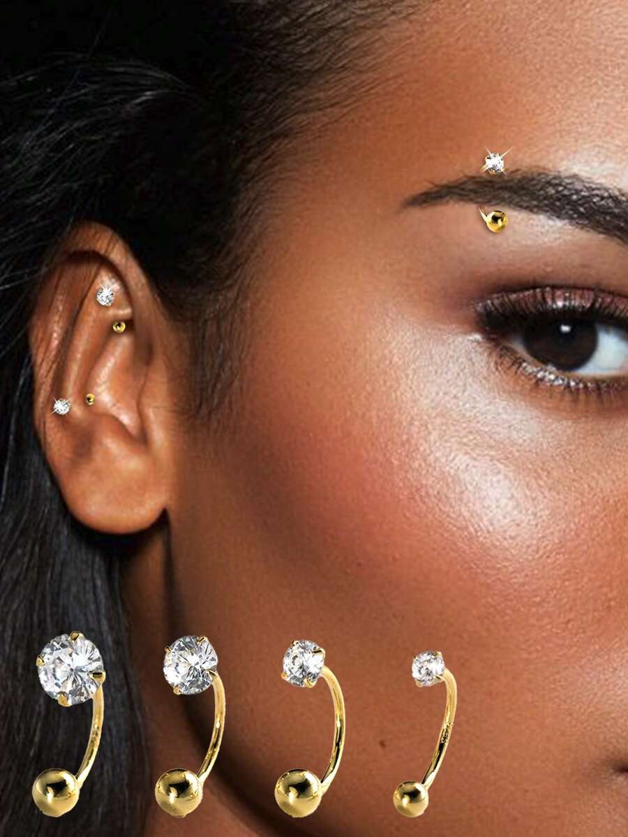 1 Pc S925 Sterling Silver Piercing Jewelry Eyebrow Ring/Rook Earrings ...