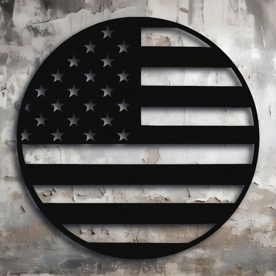 Metal Wall Art Usa Flag, Round Shaped Metal Usa American Flag, Metal ...