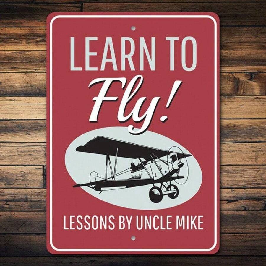Learn To Fly Sign Pilot Sign Airplane Dr Airplane Hangar Sign Flying ...
