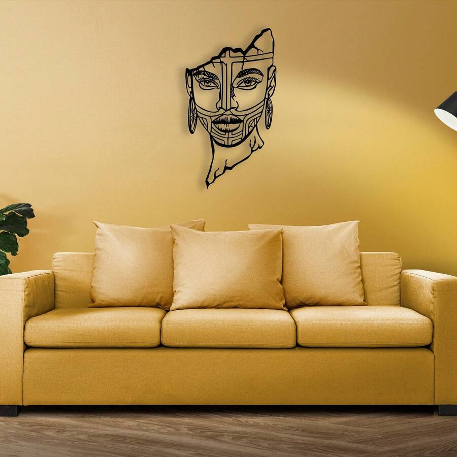 African Lady Metal Wall Decor, Broken Women Face Wall Decor, African ...
