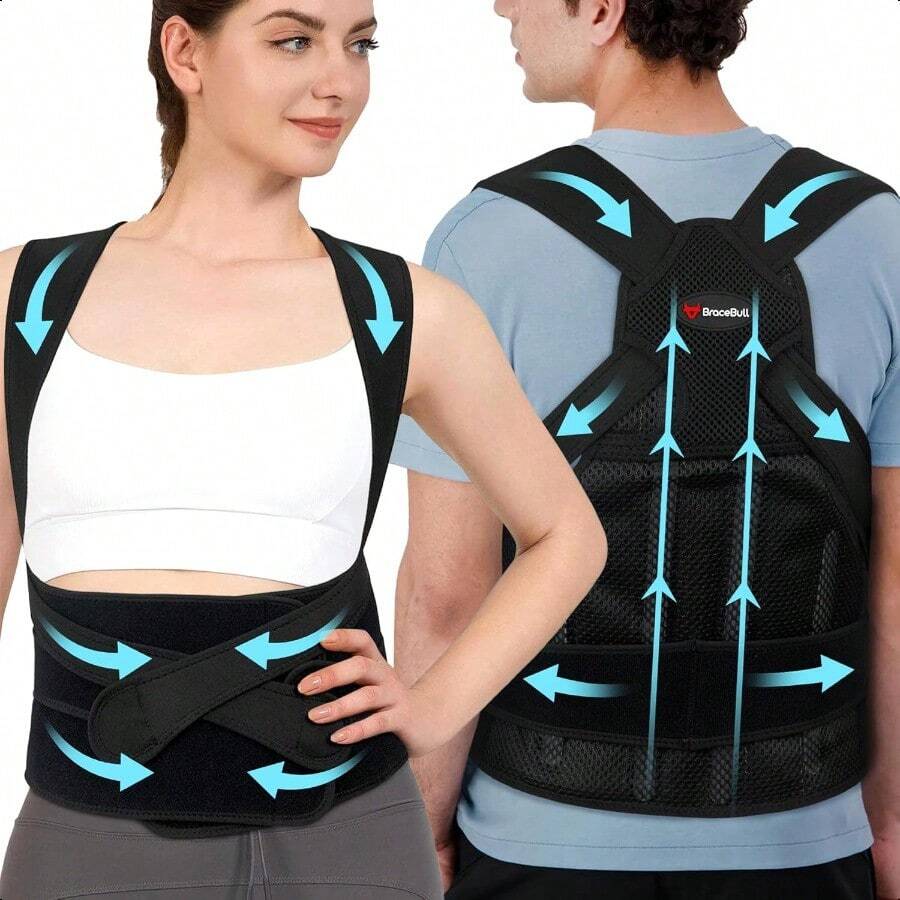 Posture Corrector For Men And Women Adjustable Upper Back Port Shoulder ...