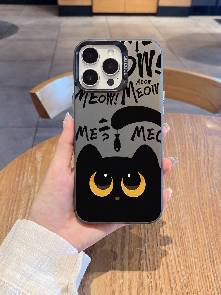 1 Stück Cartoon Graffiti Schwarze Katze frisst Fisch Muster Anti-Sturz ...