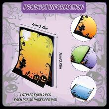 1/4 Pack Halloween Sticky Notes, 4 Designs Cartoon Memo Pad, Scary ...