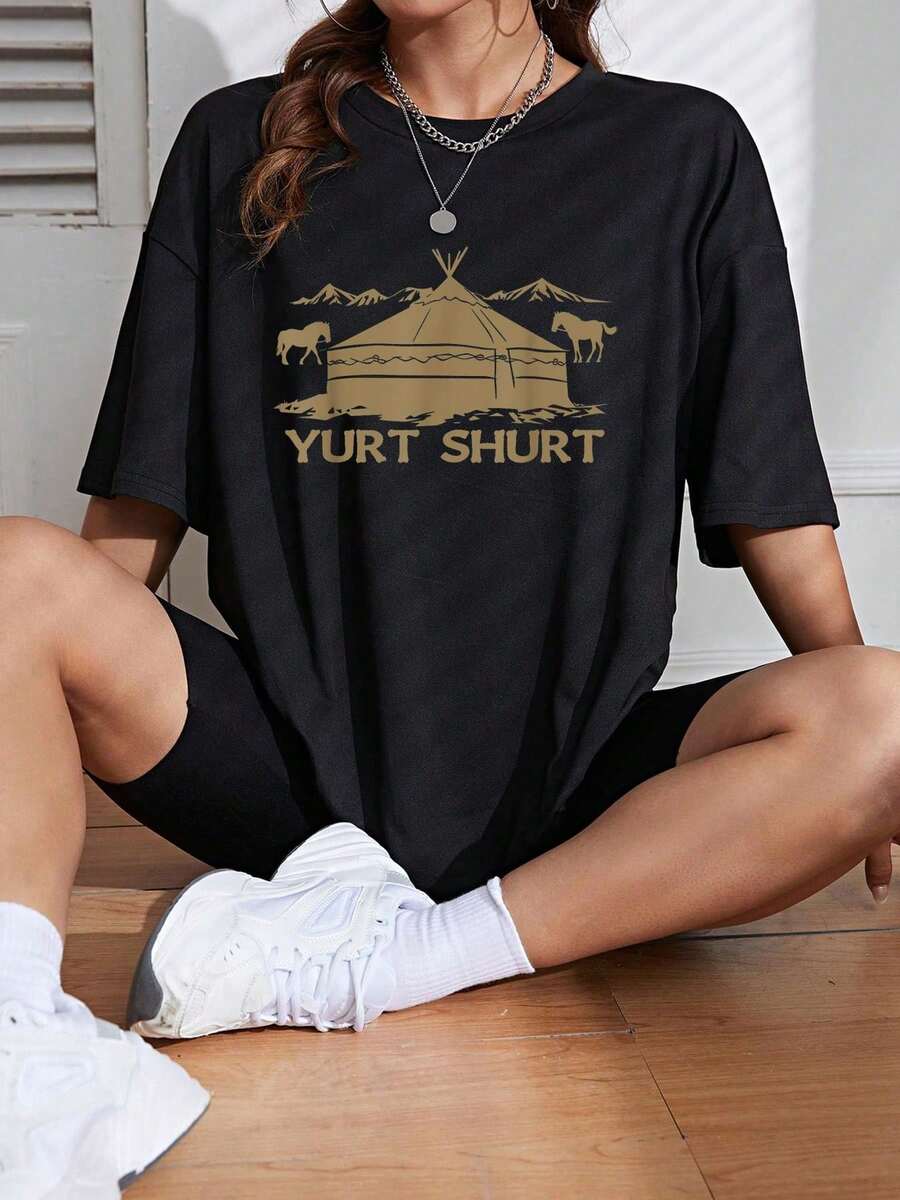 Yurt Shurt Mountains Yurt Life Glamping T-Shirt Graphic Tees Women 100 ...
