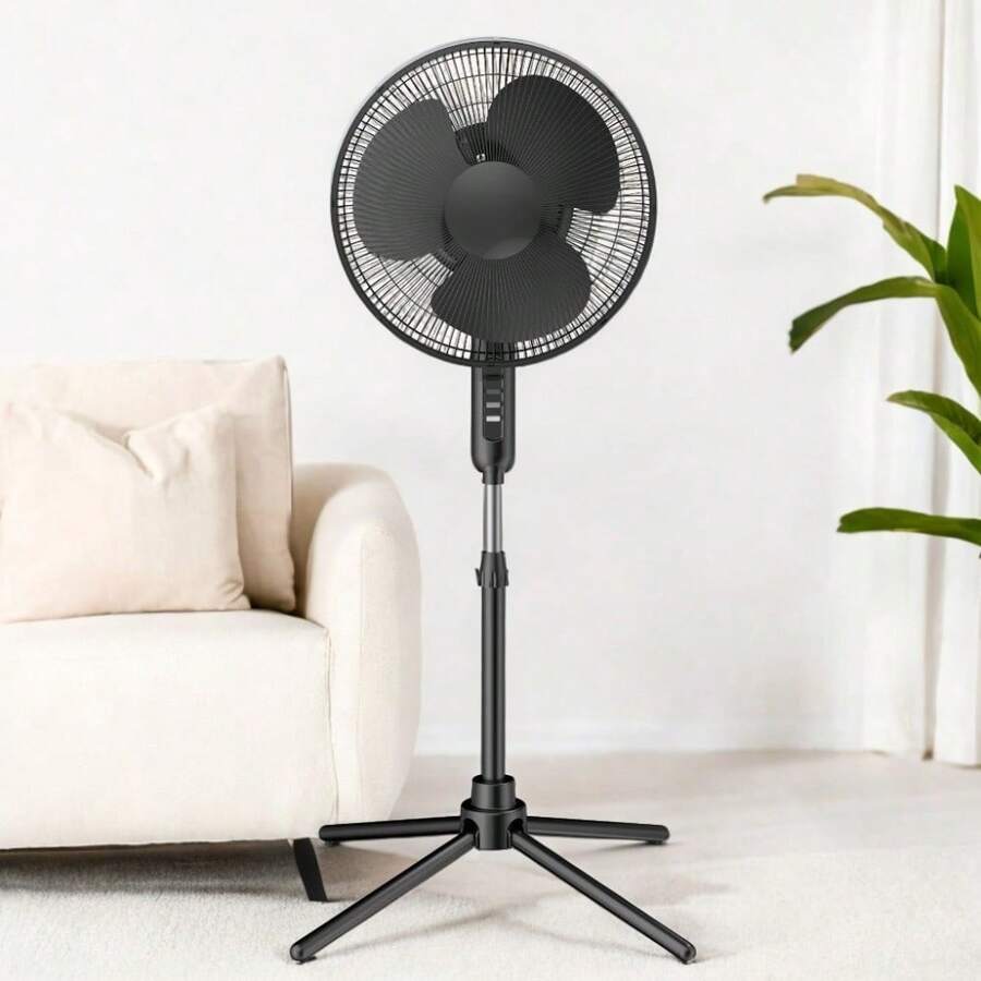 16" 3-Speed Oscillating Pedestal Fan With Folding Base, Adjustable ...