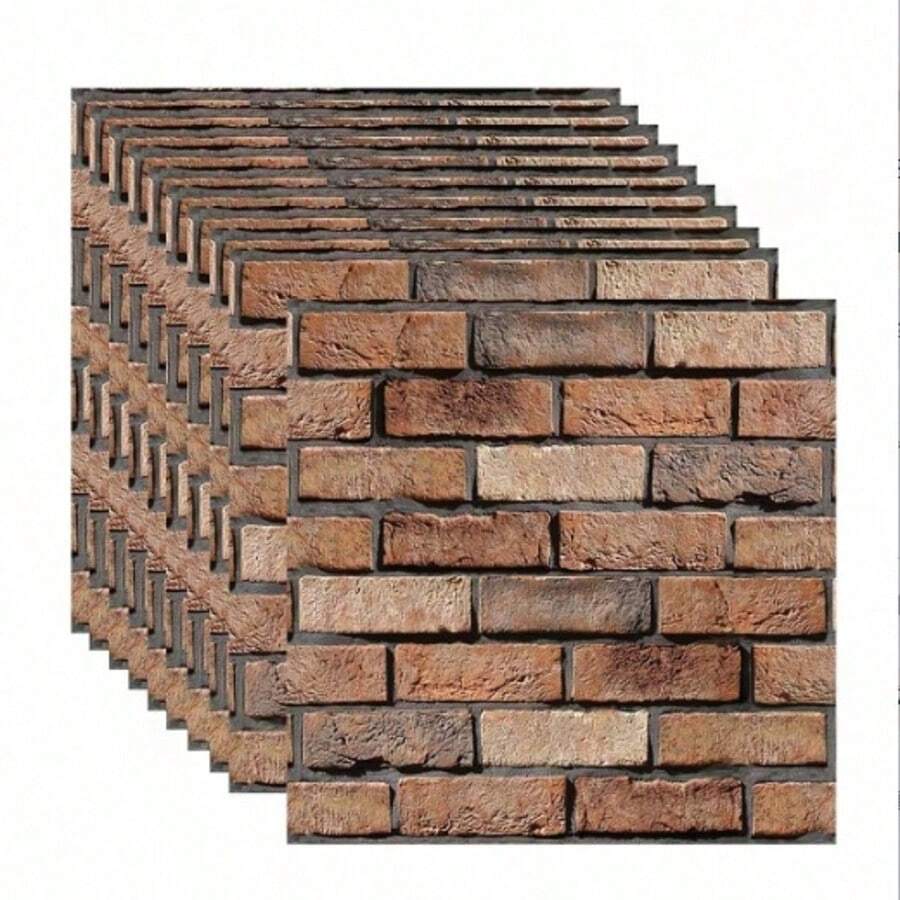10Pcs Self-Adhesive Wall Stickers Waterproof PVC Brick Wallpapers ...