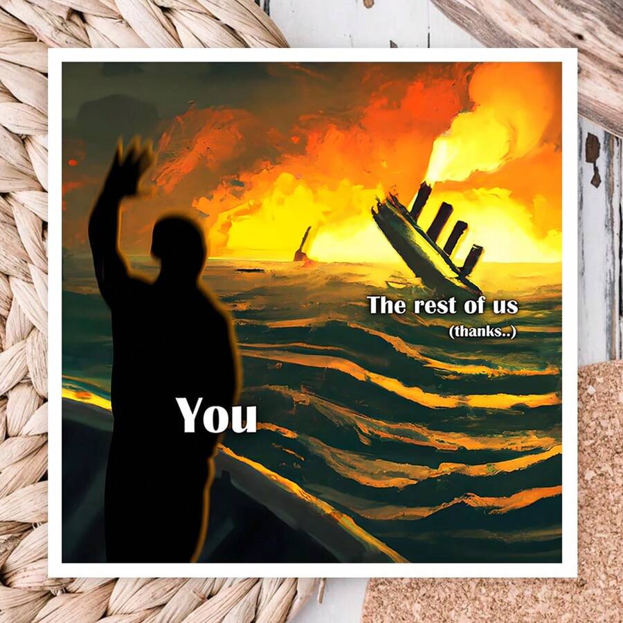 1PC Sinking Ship Leaving Card, Funny Card For New Job Card, Funny ...