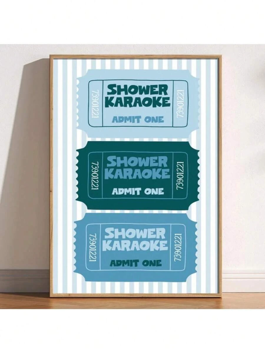Póster de arte de baño divertido, lindo y retro con impresión de boleto ...