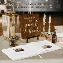 Wedding Guest Book With 108 Blank Pages Elegant Linen Hardcover ...