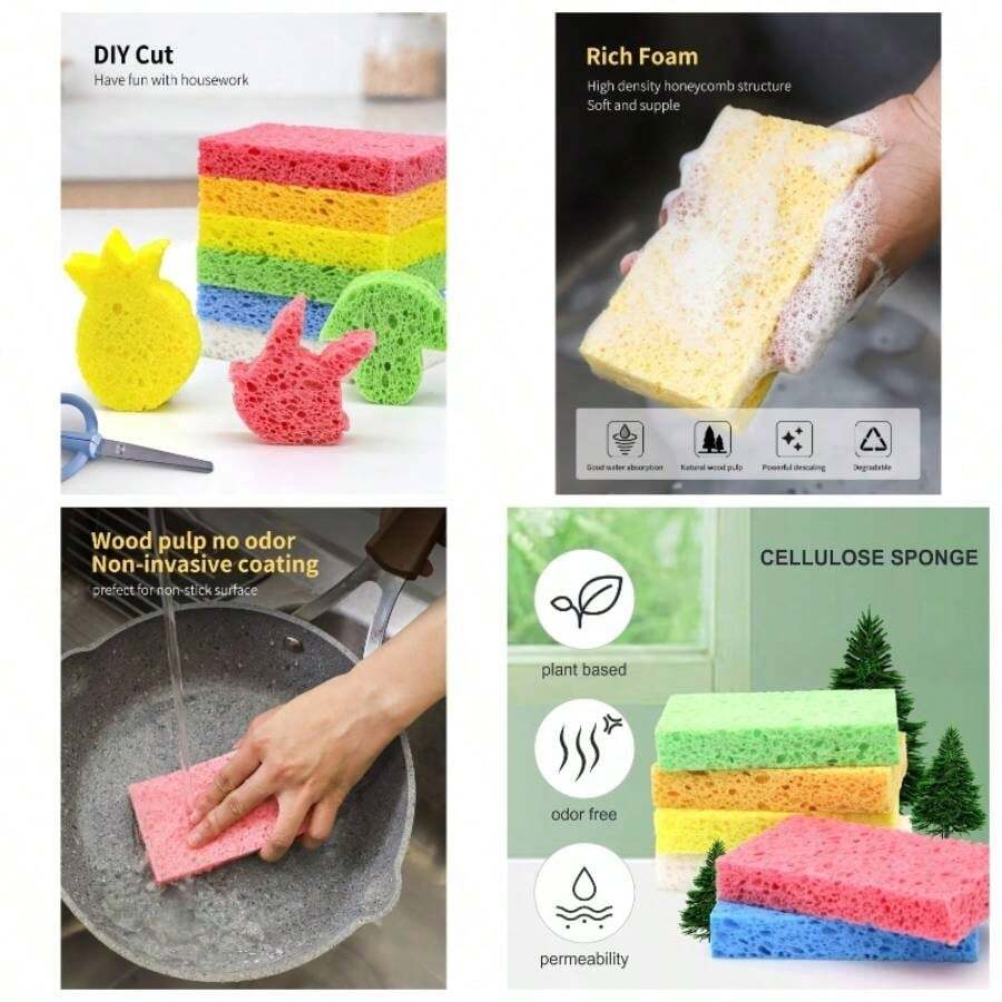 Cellulose Sponges, Heavy Duty Scrub Kitchen Sponge, Clean Tough Messes ...