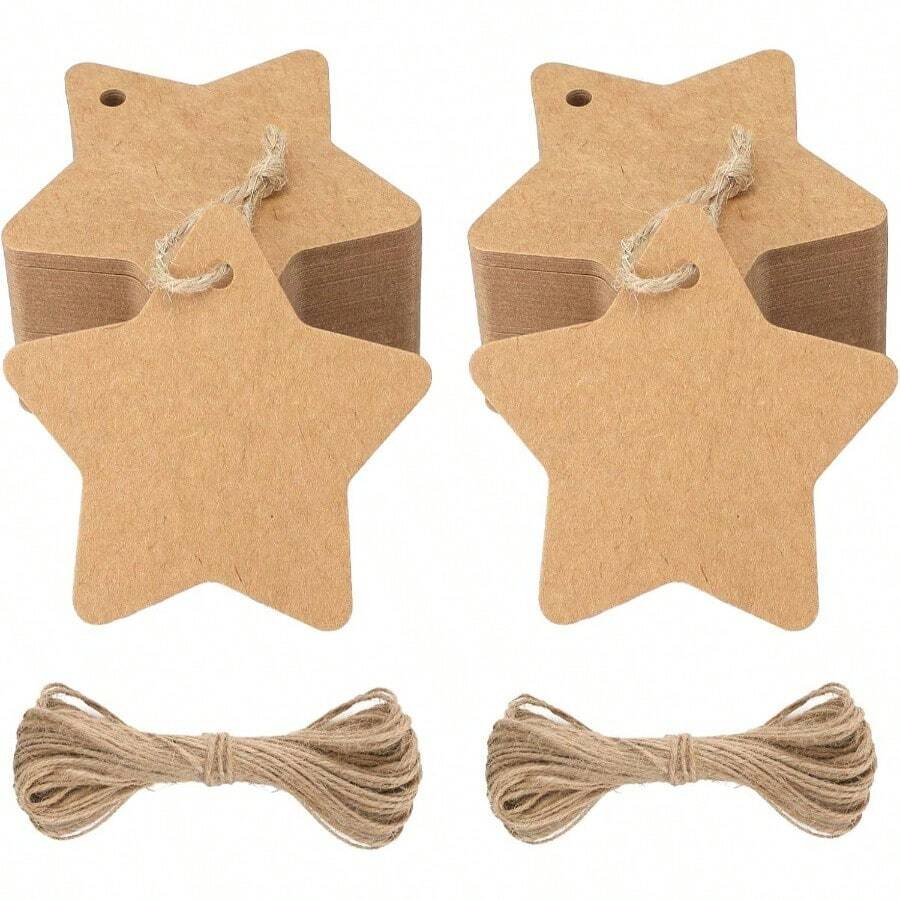 100Pcs Star Gift Tags With String, Kraft Paper Tags, Blank Tag Labels ...