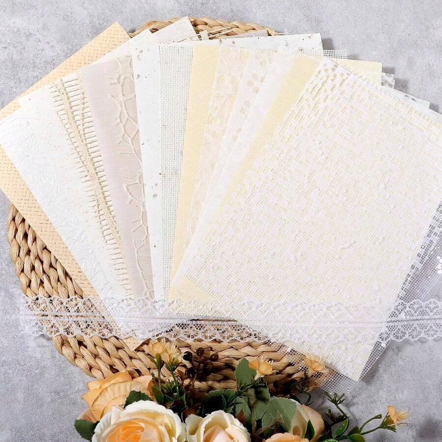 15Pcs Textured Cardstock Paper, Handmade Scrapbook Sheets For Junk ...