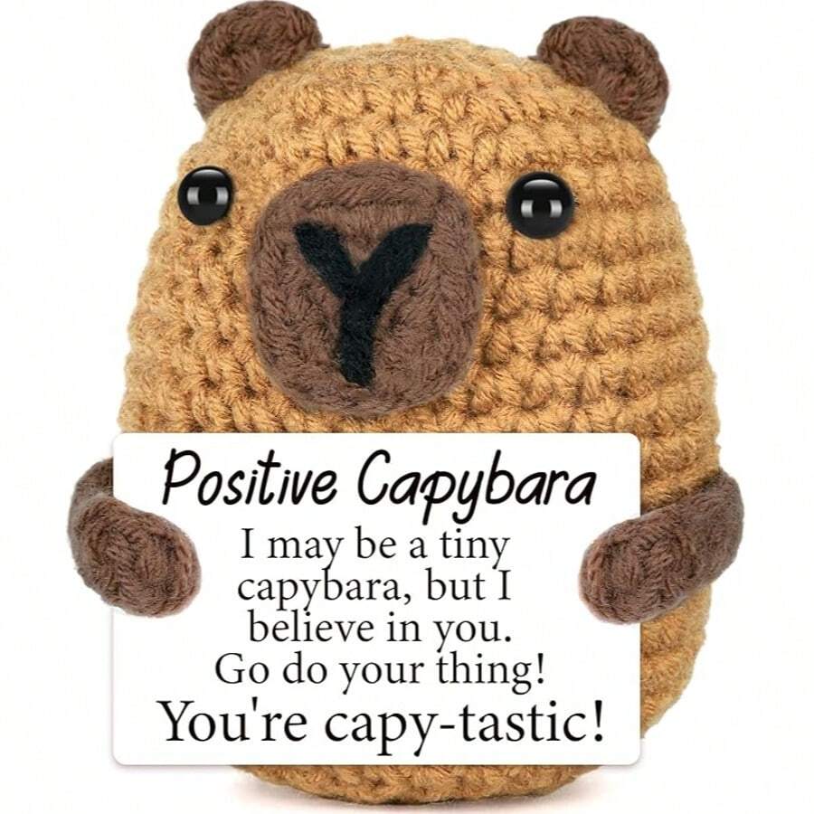1pc Small Capybara Hand-Woven Plush Doll Ornaments With Encouraging ...