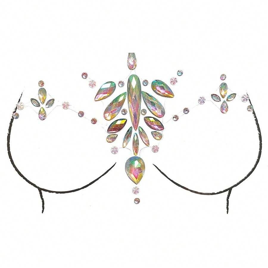 Breast Jewels Tattoo Chest Sticker Temporary Tattoo Glitter Breast Body ...