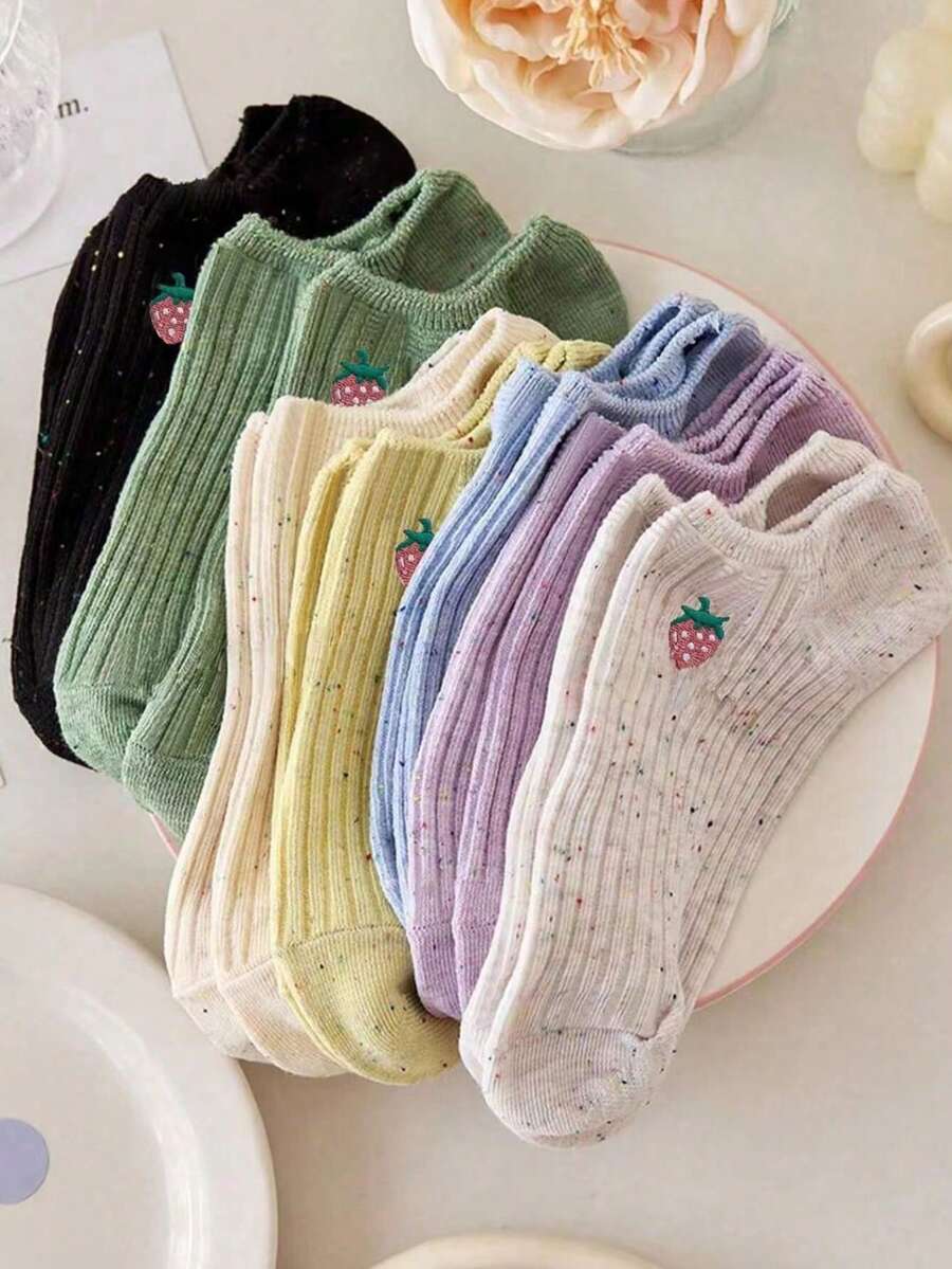5 Pairs Of Women's Candy Colored Ankle Socks, Bow Crew Socks, Suitable ...