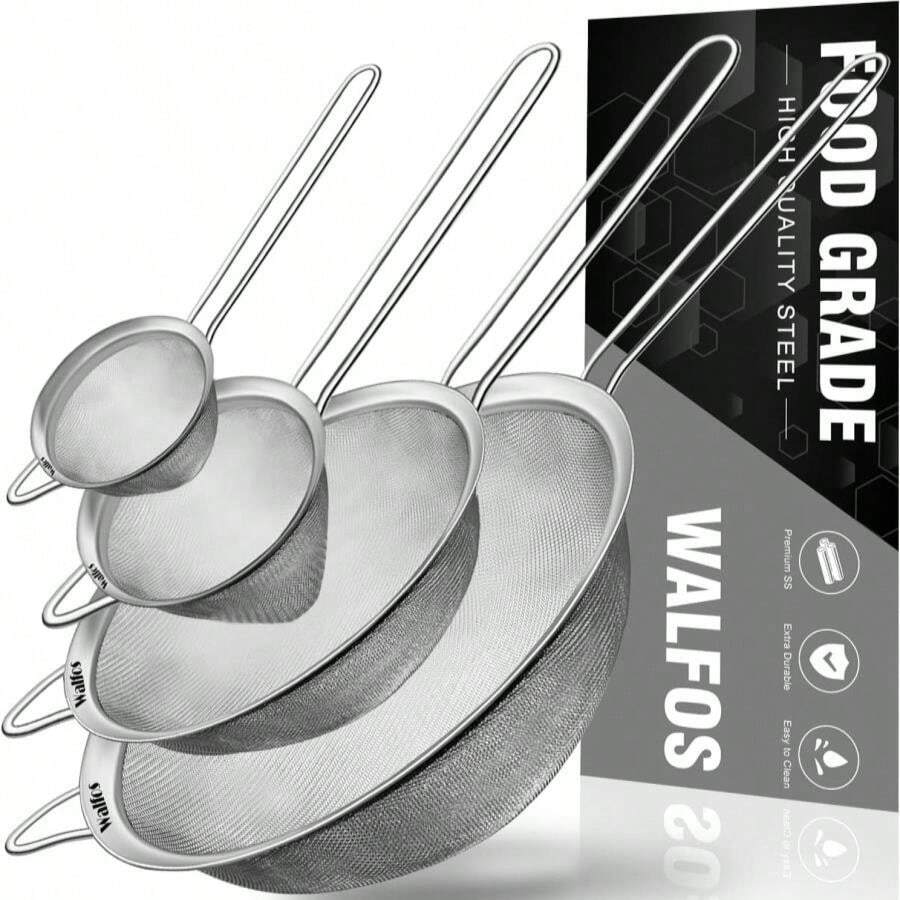 Walfos Small Fine Mesh Tea Strainer, Mini Stainless Steel Sieve With ...