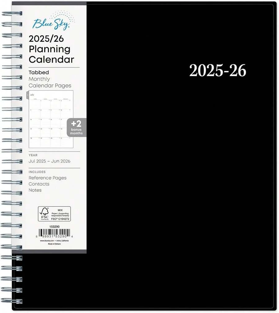 Blue 2025-2026 Monthly Academic Year Planner Calendar, July 2025 - June ...