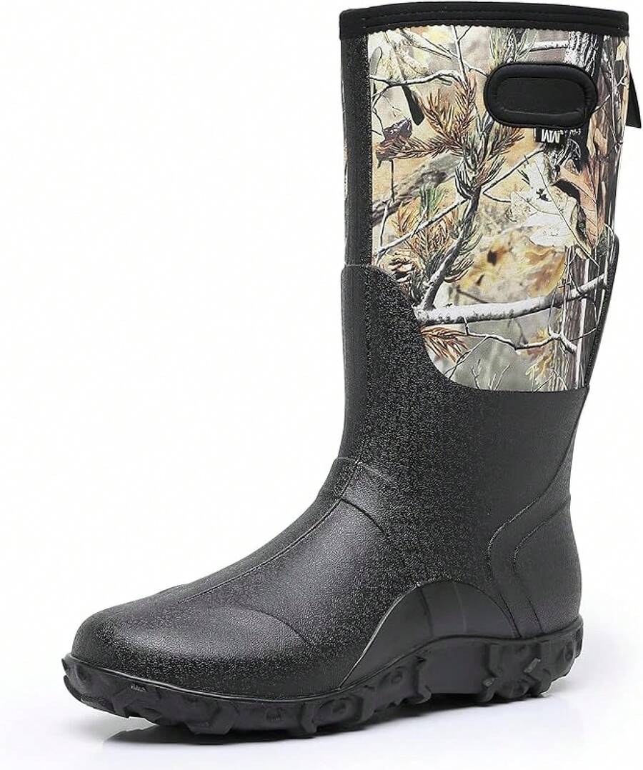 Men's Rain Boots Neoprene - Waterproof Insulated Rubber Mud Boots For ...