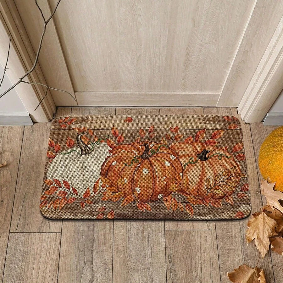 1/2/3pcs Thanksgiving Door Mat, Retro 3 Pumpkin Decorated Carpet, Anti ...