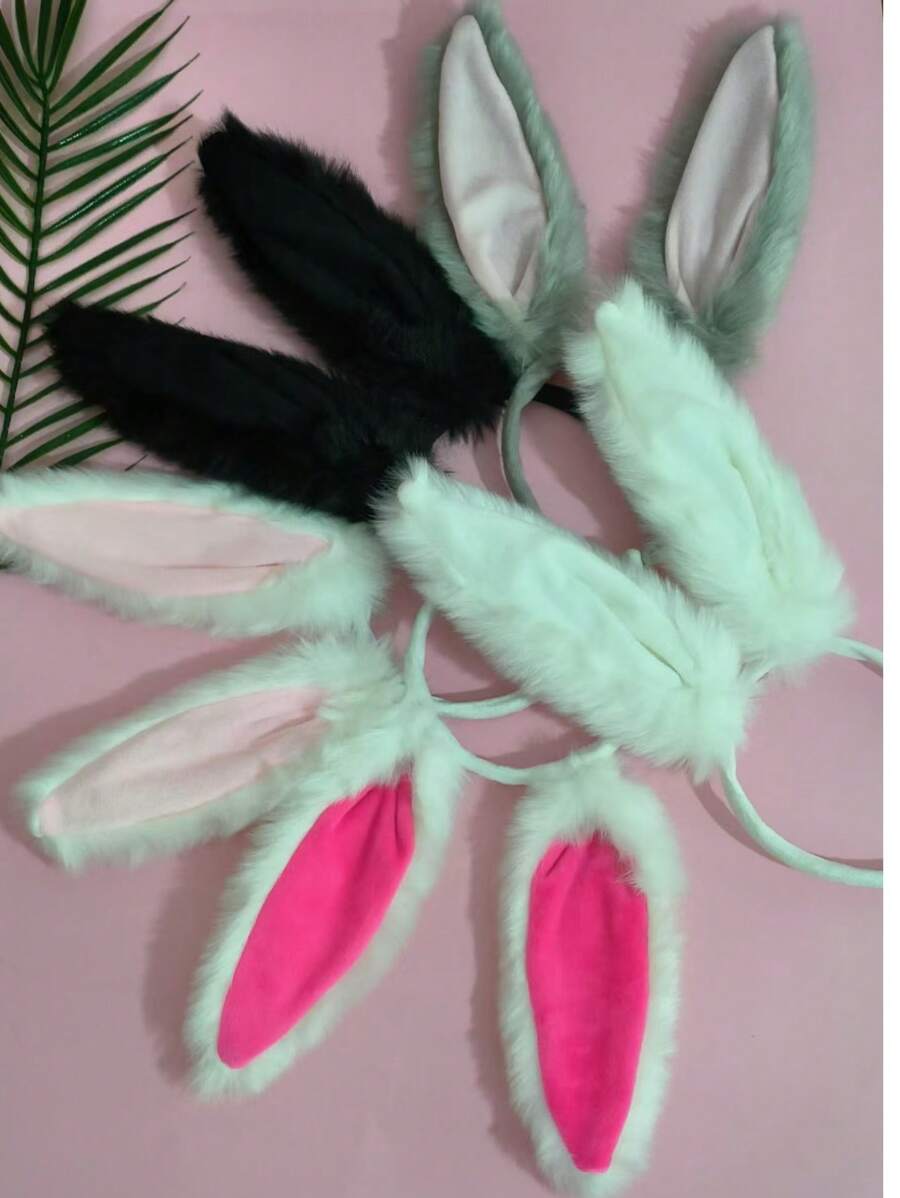 1pc Furry Bunny Ears Headband, Suitable For Halloween, Easter Costume ...