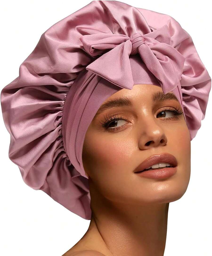 Silk Bonnet Women, Satin Bonnet Sleeping, Large Sleep Cap With Elastic ...
