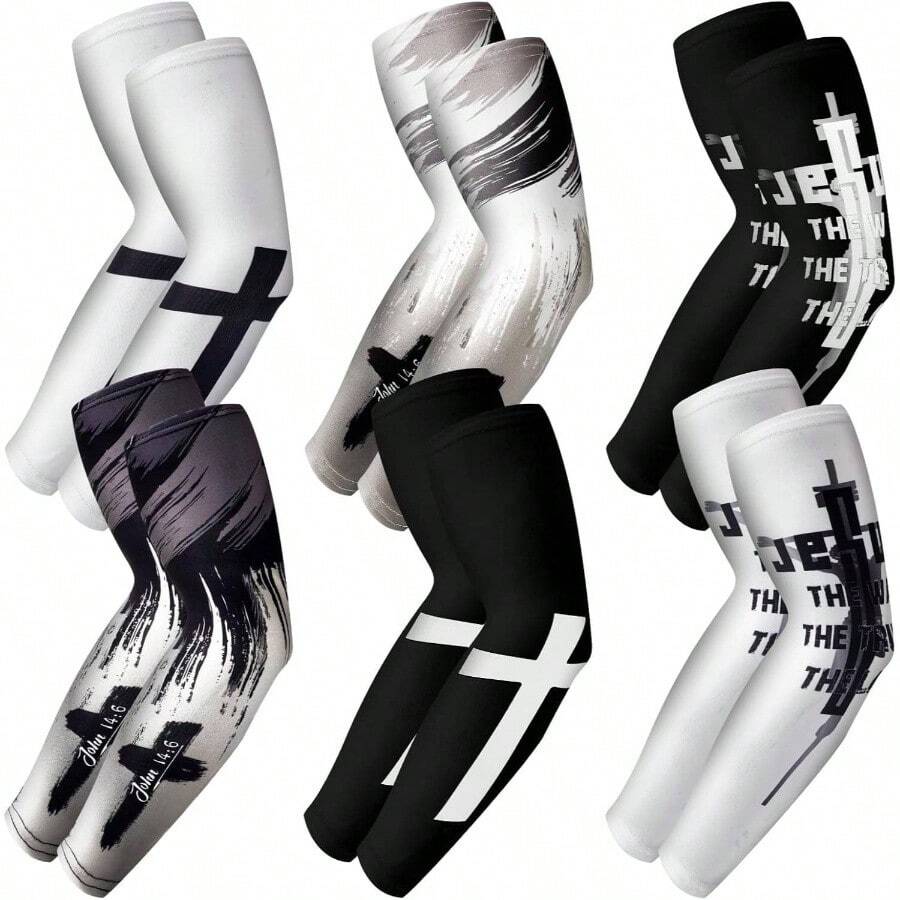 Geyoga 6 Pairs Faith Cross Arm Sleeve For Youth Adult Religious Cooling ...