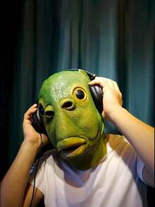 1 Piece Of Stylish Green Fish Head Mask - Silicone Novel Animal ...