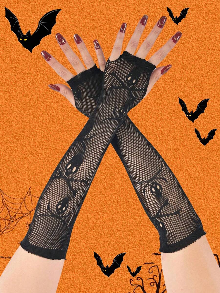 1 Pair Halloween Arm Sleeves, Dark Ripped Hollow Punk Gothic Fishnet ...