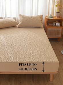 1pc Solid Color Waterproof Bedding Set, Including Fitted Sheet ...