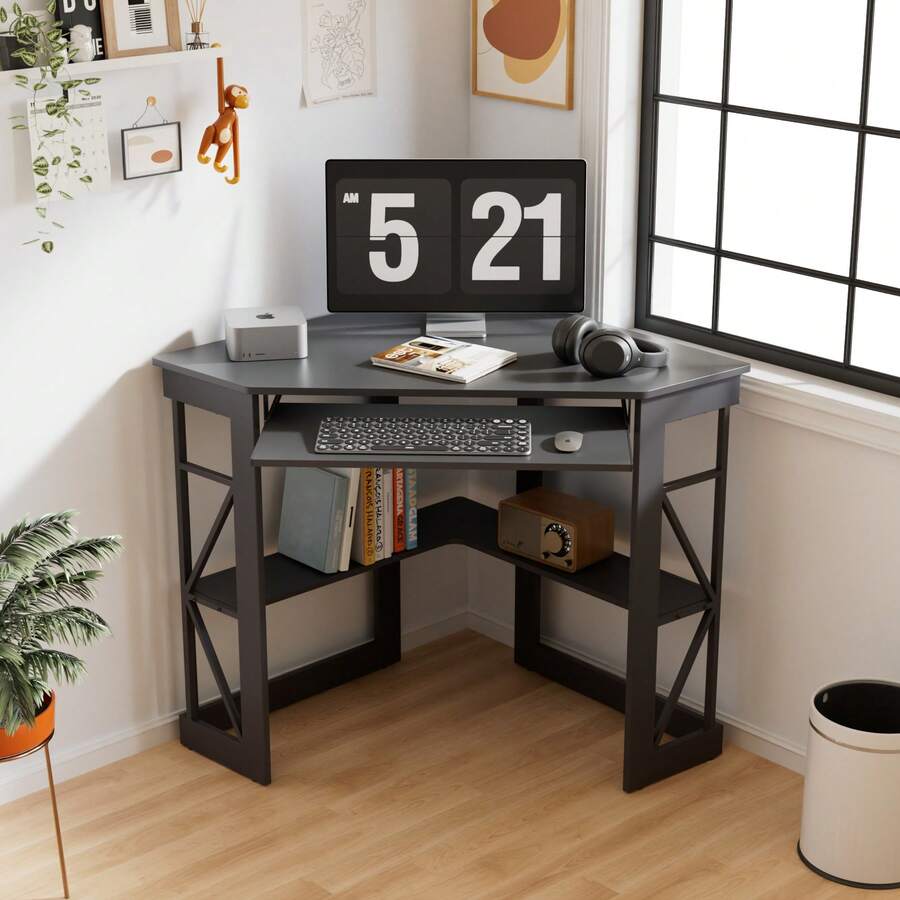 VECELO Triangle Corner Desk 90 Degrees Triangle For Computer, Small ...