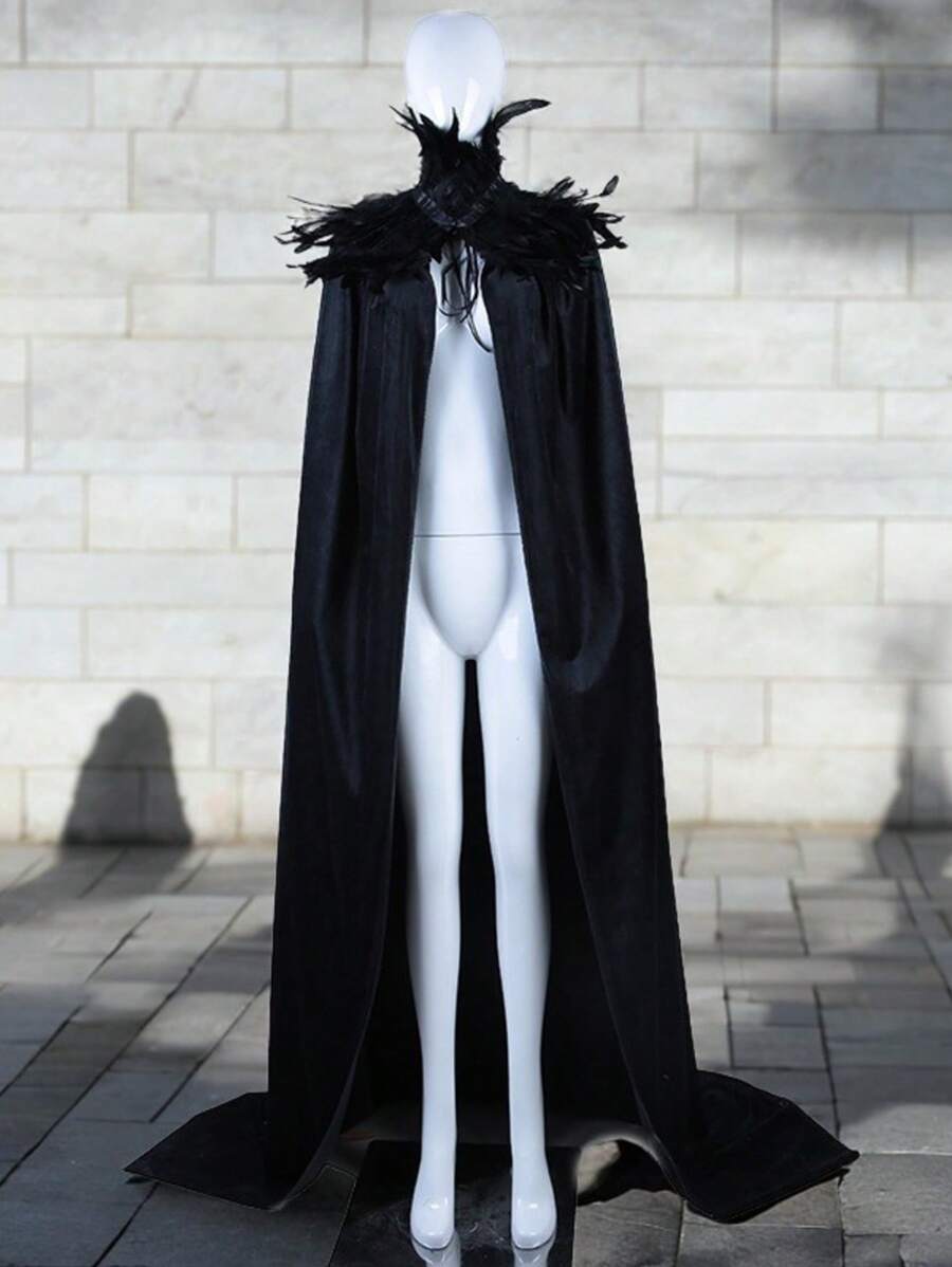 1 Set Medieval Viking Retro Feather Shawl Cloak Fake Collar Costume ...