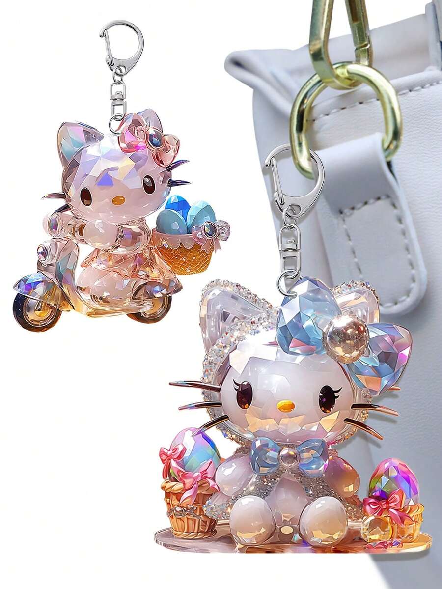 Sanrio Hello Kitty Keychain Kitty Cat Cartoon 2D Flat 2D Keychain ...