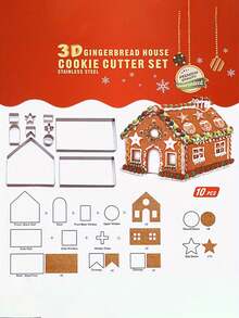 Juego de cortadores de galletas en forma de casa de jengibre navideña ...