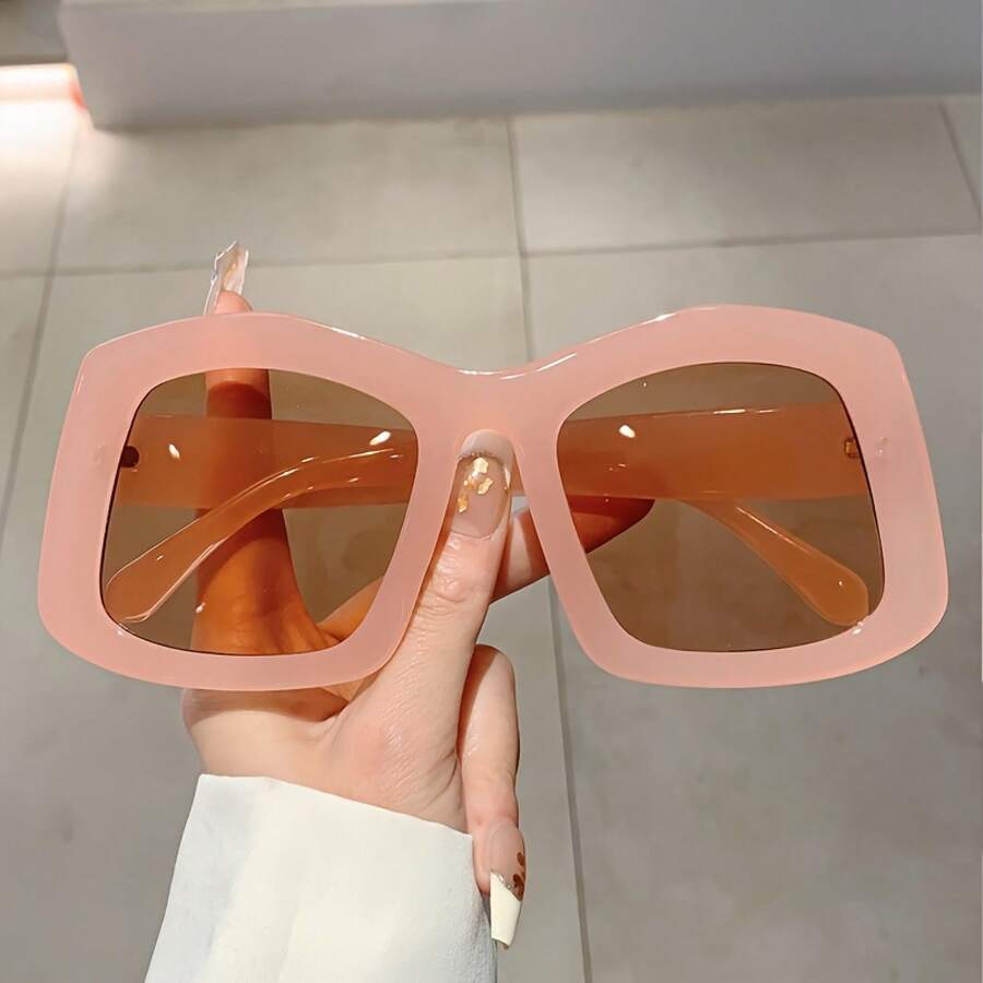 1PC Women Plus Size Gradient Color Oversized Frame Plastic Decorative ...