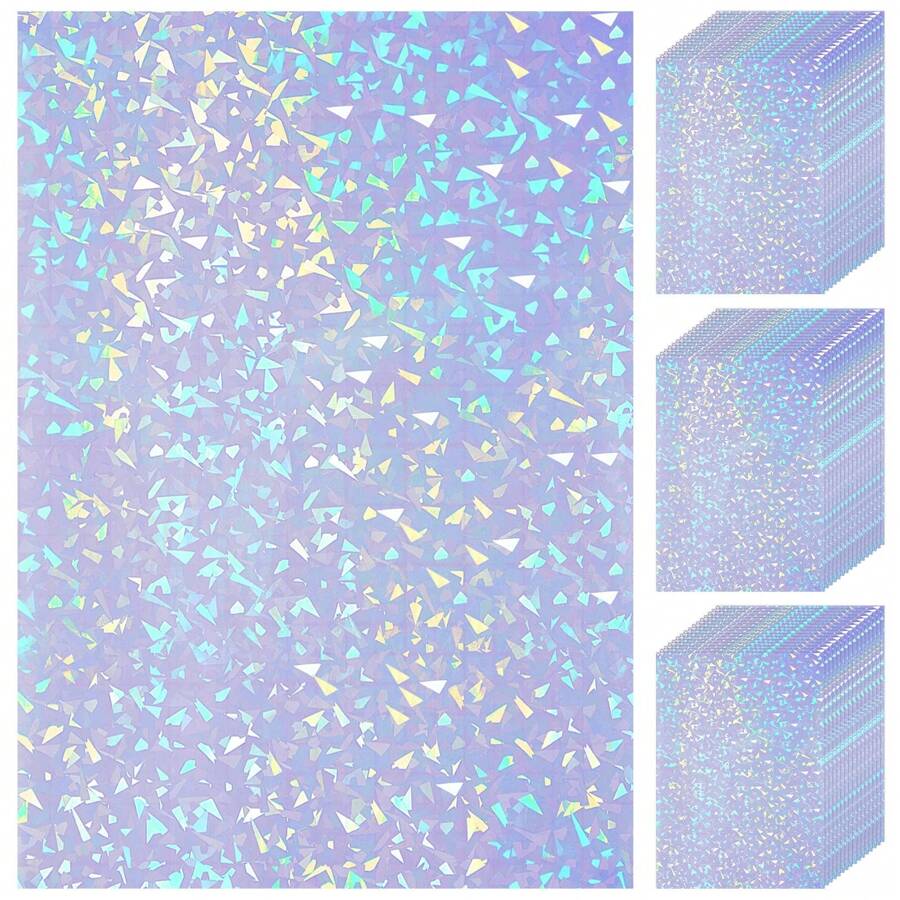 60 Sheets Holographic Laminate Sheets Clear Glitter A4 Size Vinyl ...