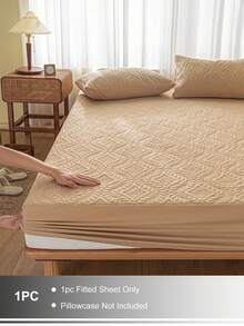 1pc Solid Color Waterproof Bedding Set, Including Fitted Sheet ...