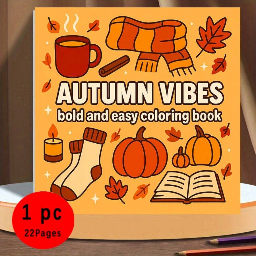 Autumn Vibes – 22 Bold & Easy Coloring Pages Of Pumpkins, Leaves, Cozy ...