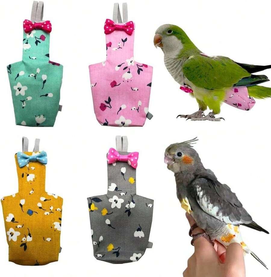 4 Pcs Washable Diaper Cockatiel Diaper, Protective Parrot Nappy With ...