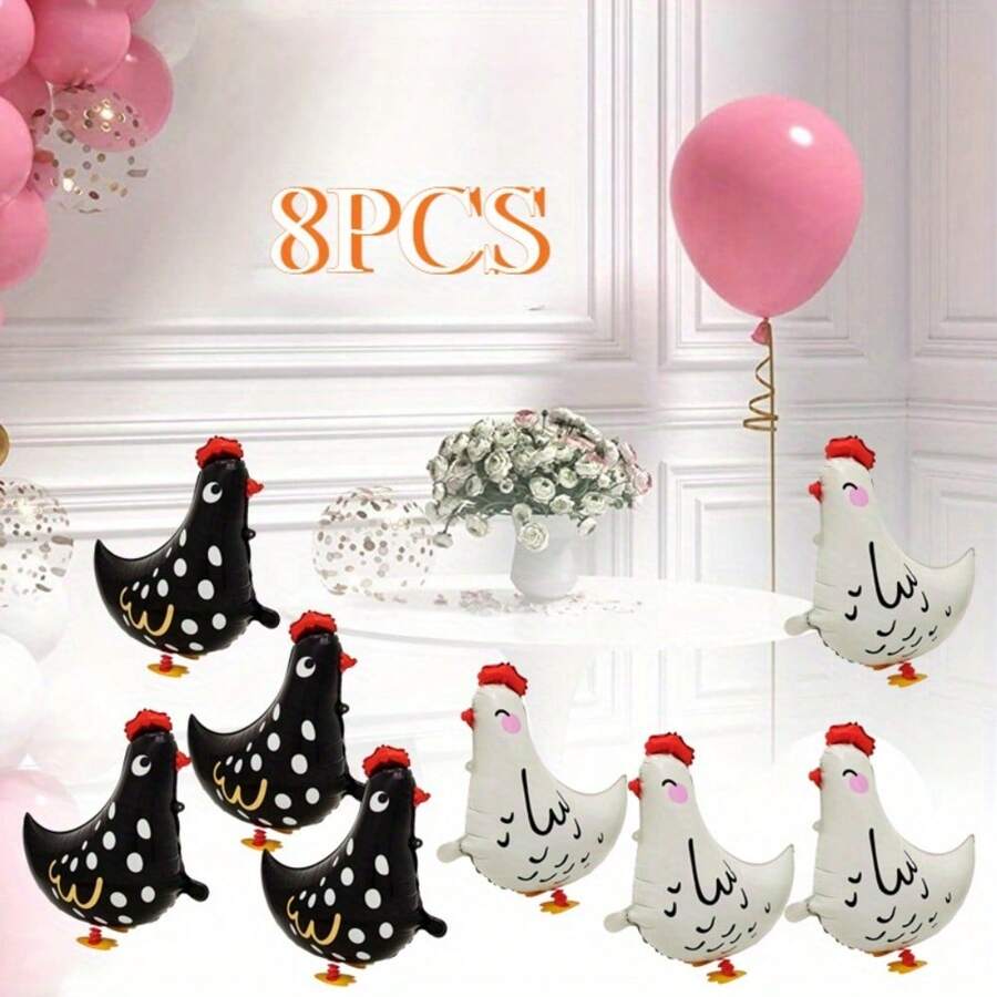8pcs Walking Chicken Animal Birthday Party Decoration Pet Farm Animals ...