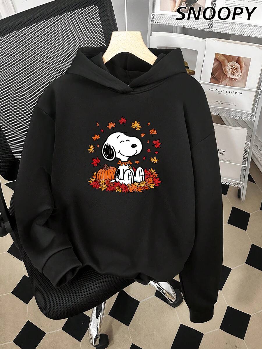 SNOOPY Snoopy Sits In A Pile Of Maple Leaves Summer Casual Women's ...