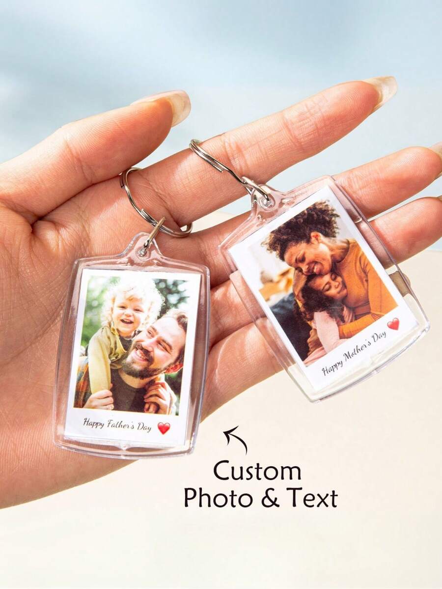 Custom 1pc Photo And Text Keychain, Personalized Acrylic Keychain ...