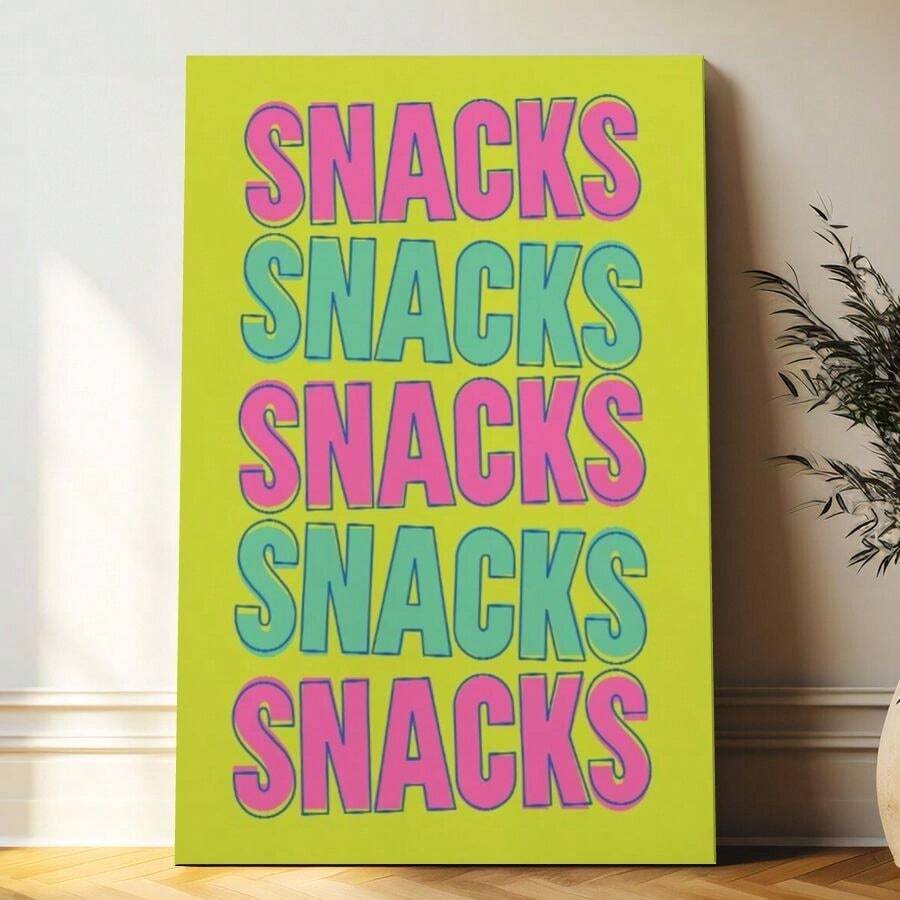 2D Flat, Posters & Prints 1pc Framed Canvas Poster Snacks Snacks Snacks ...