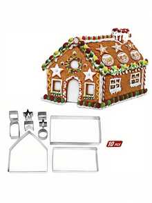 Juego de cortadores de galletas en forma de casa de jengibre navideña ...