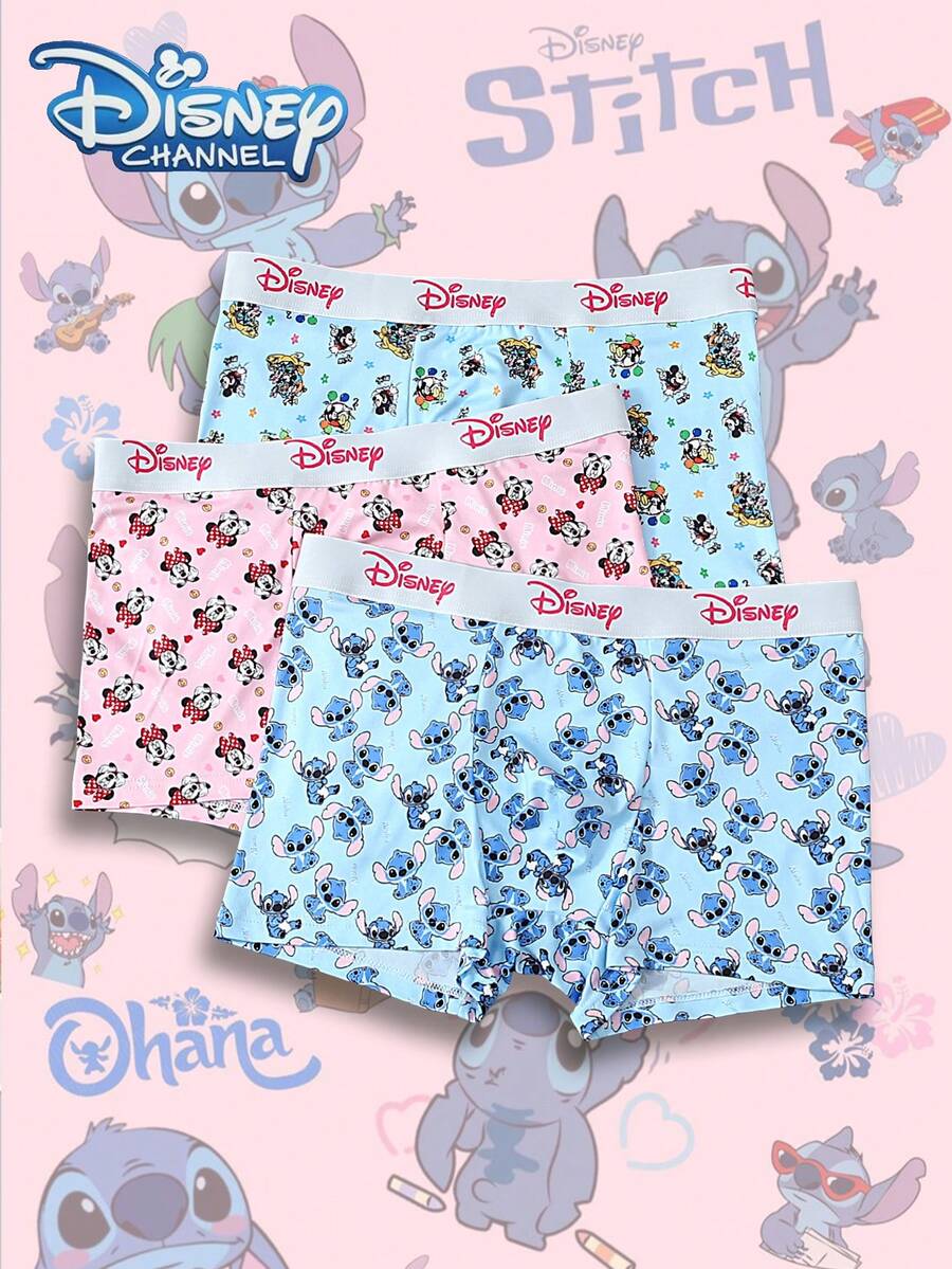 Disney 3PCS Disney Cartoon Print Underwear-Soft-Comfortable, Letter ...