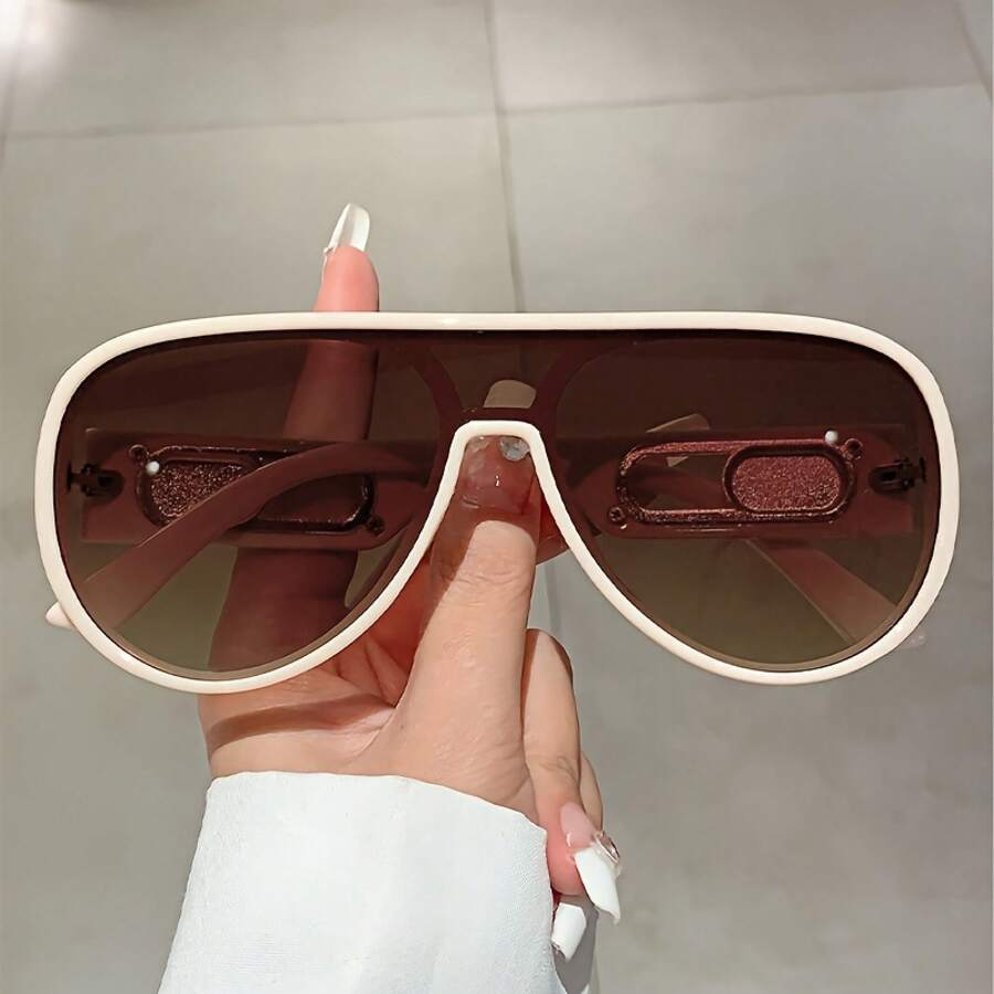 New Large Frame One-Piece Fashion Glasses Shield-Shaped Design Fashion ...