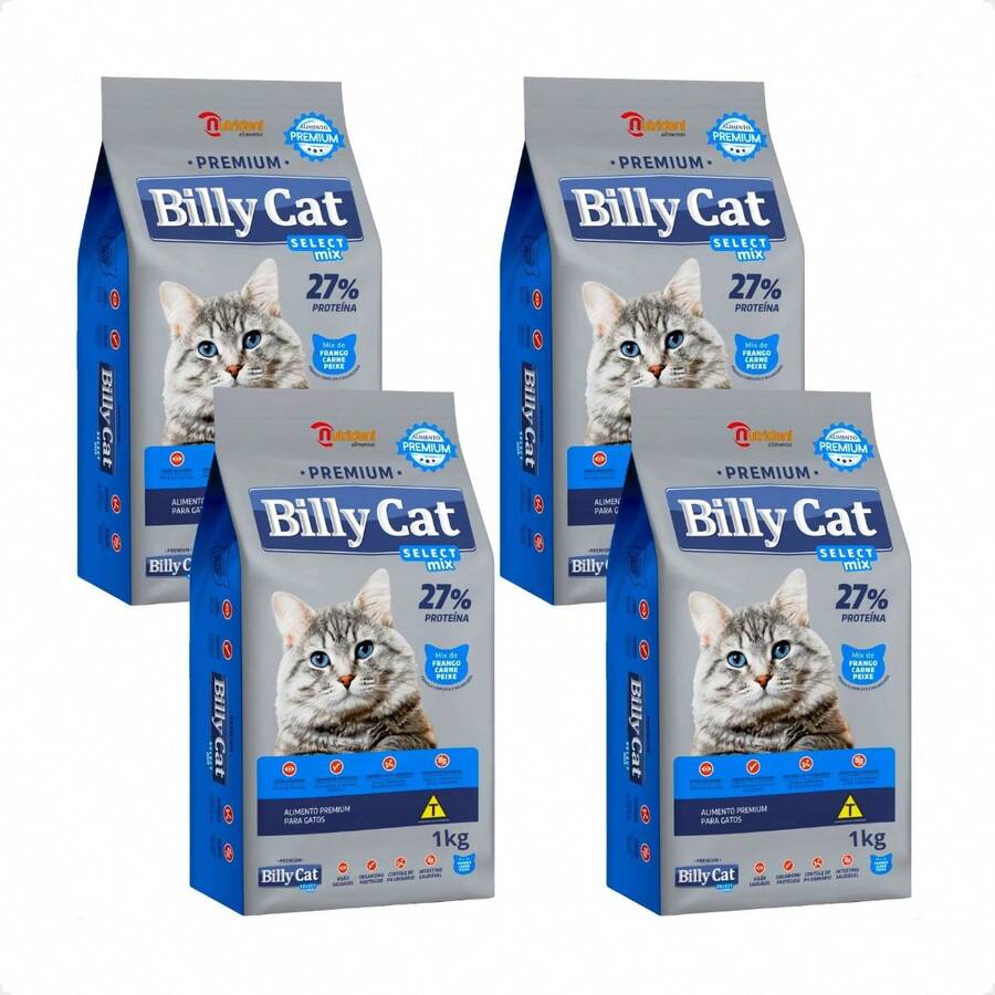 4 Ração Billy Cat Select Gatos Adultos Mix - 1Kg | SHEIN Brasil