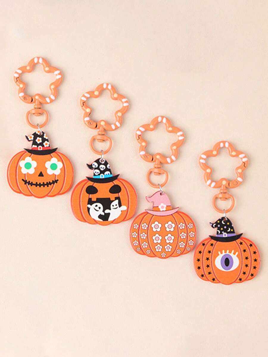 1pc Creative Acrylic Funny Keychain, Halloween Series Cartoon Pumpkin ...
