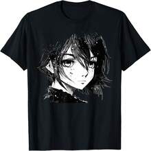 Anime Girl Anime Eyes Ink Art Sketch Drawing For Girls Teens T-Shirt ...