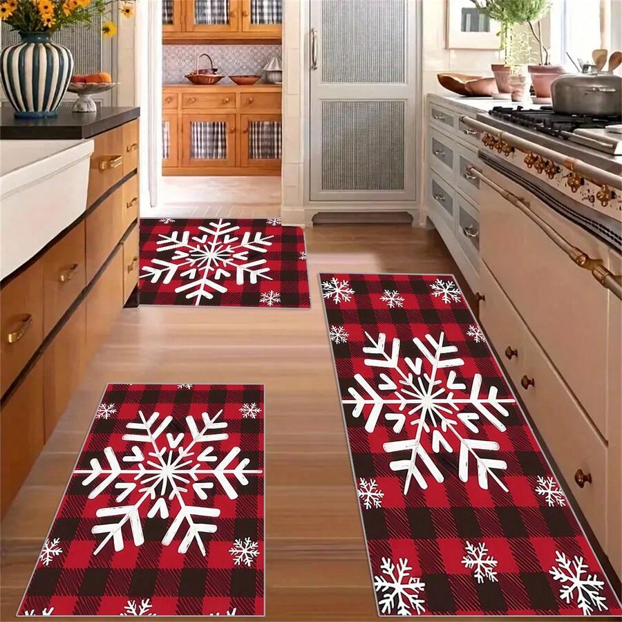 1pc/2pcs/3pcs Christmas Snowflake Kitchen Area Rugs - Non-Slip ...